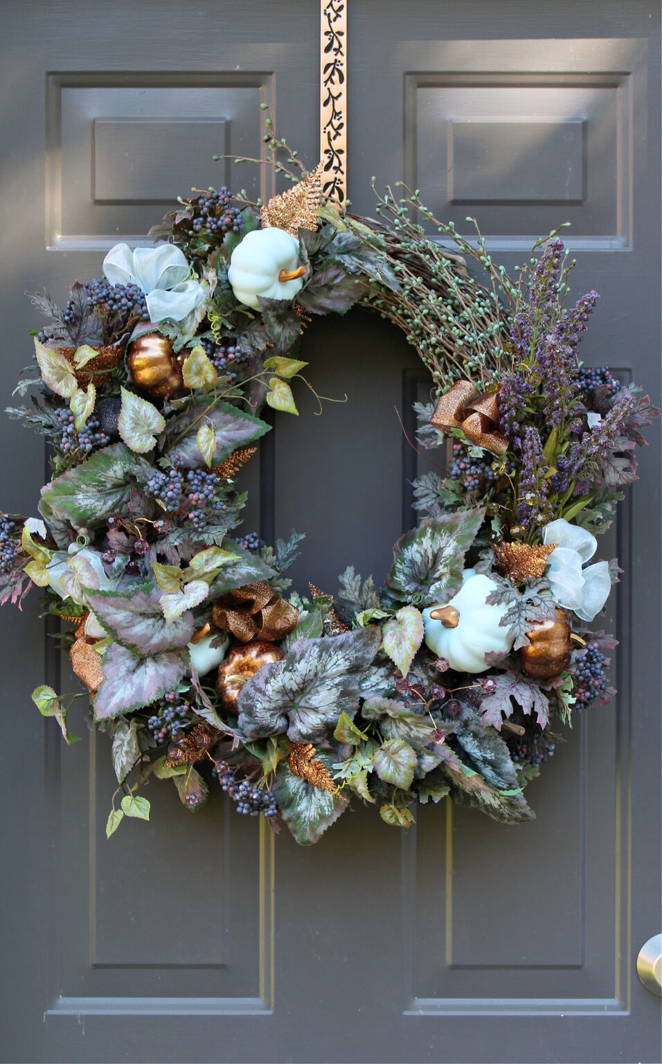 DIY Fall Wreath (Pale Blue, Copper, and Purple) | Dans le Lakehouse