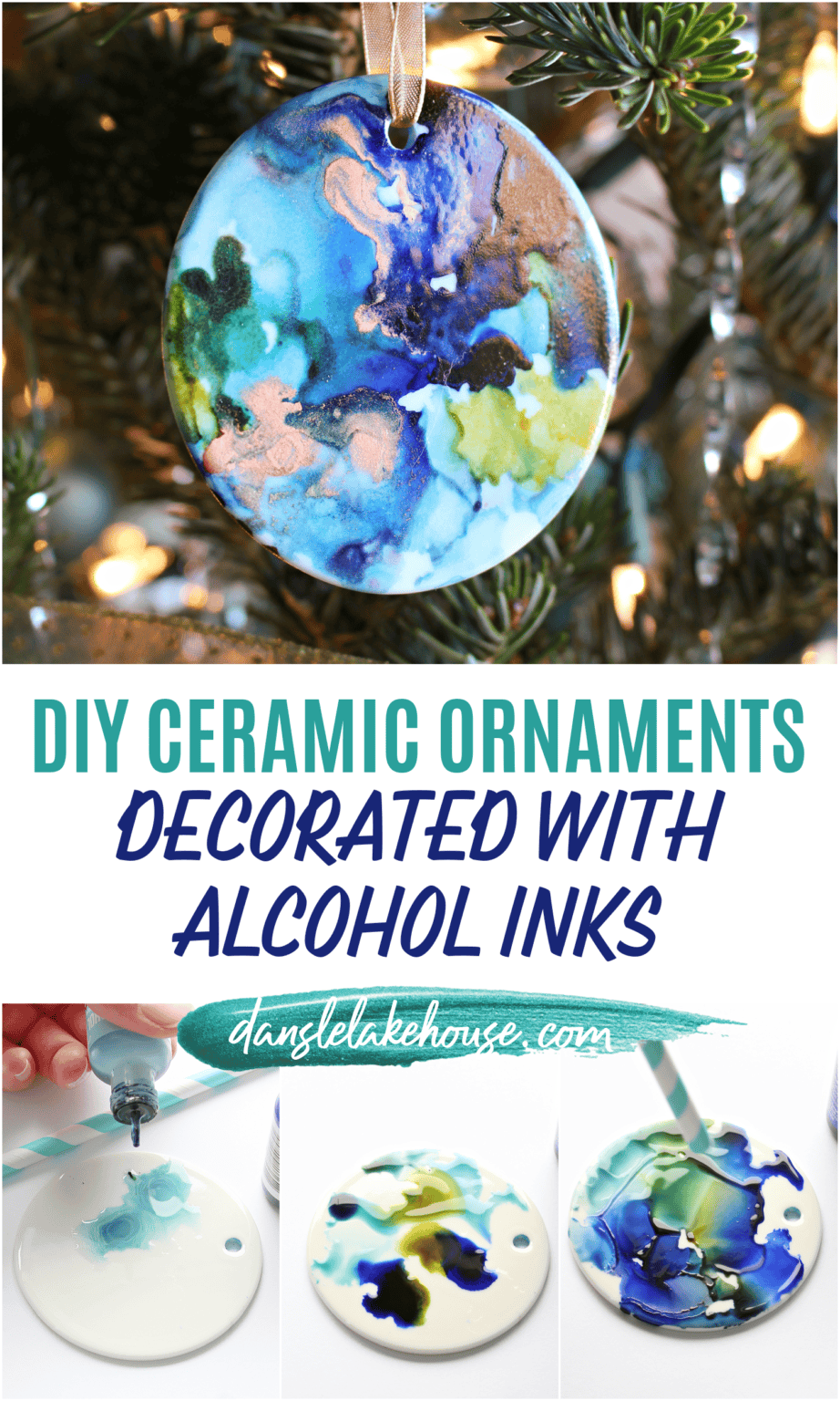 DIY Alcohol Ink on Ceramic Ornaments | Dans le Lakehouse